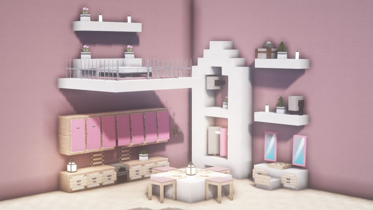 ⛏️ Minecraft Tutorial :: Pink Cute Duplex Room 🌷 - YouTube