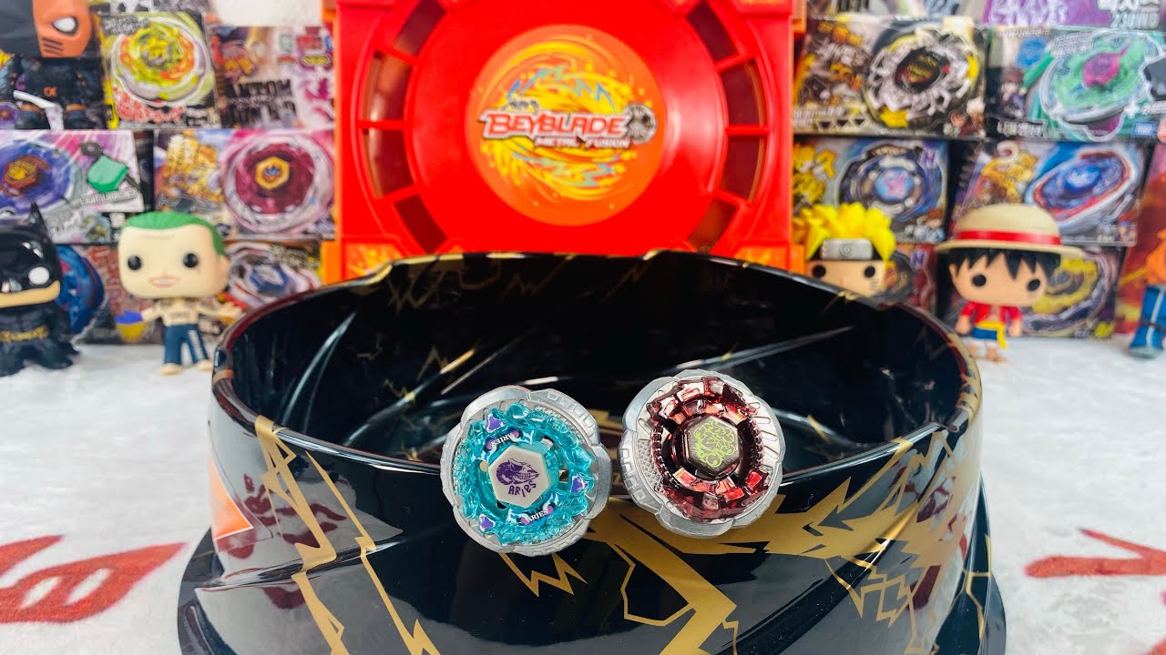 Beyblade Rock Scorpio T125JB vs Rock Aries 145D Beyblade Metal Fight ...