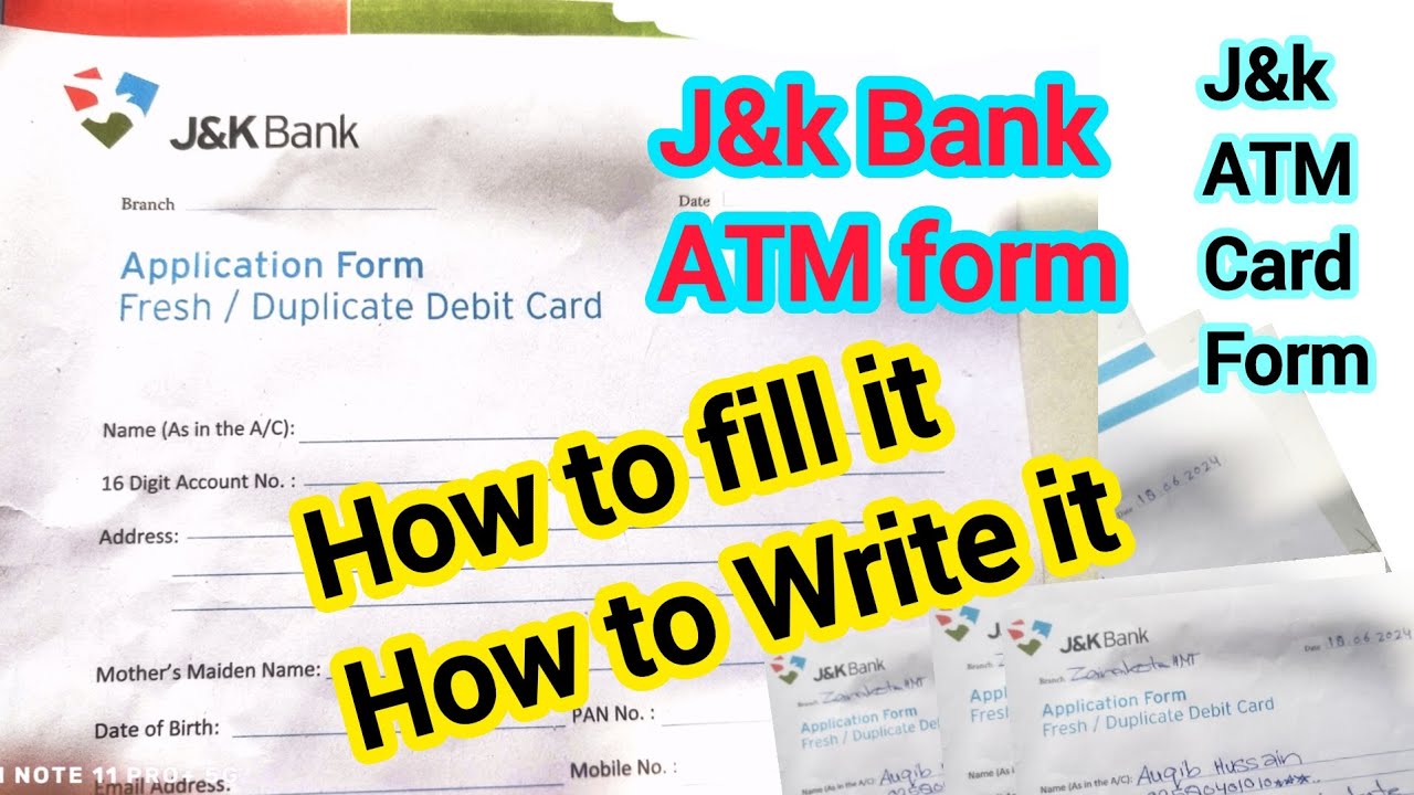 Application Form Fresh / Duplicate DeBit Card || J&K Bank ATM Card Form ...