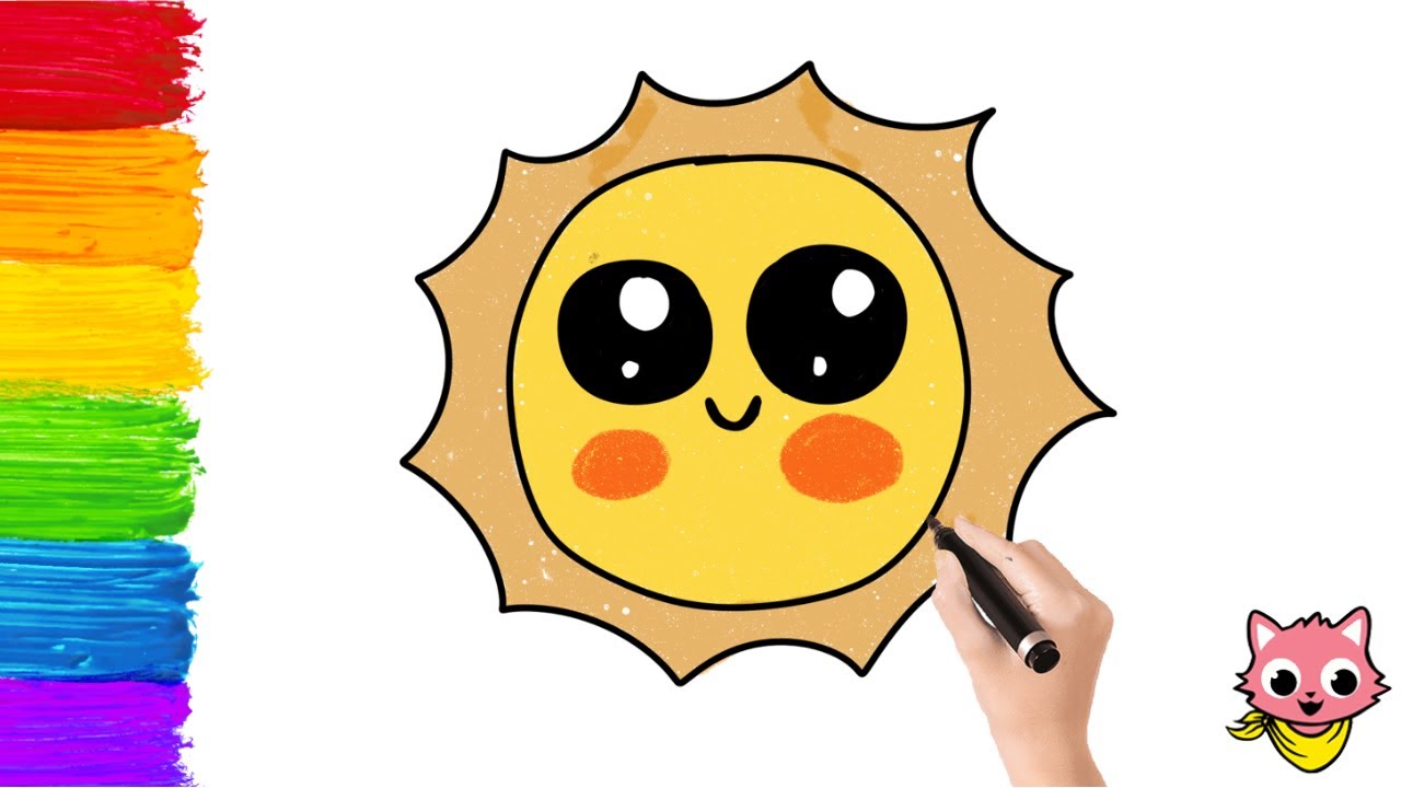 How to draw a cute sun step by step - YouTube