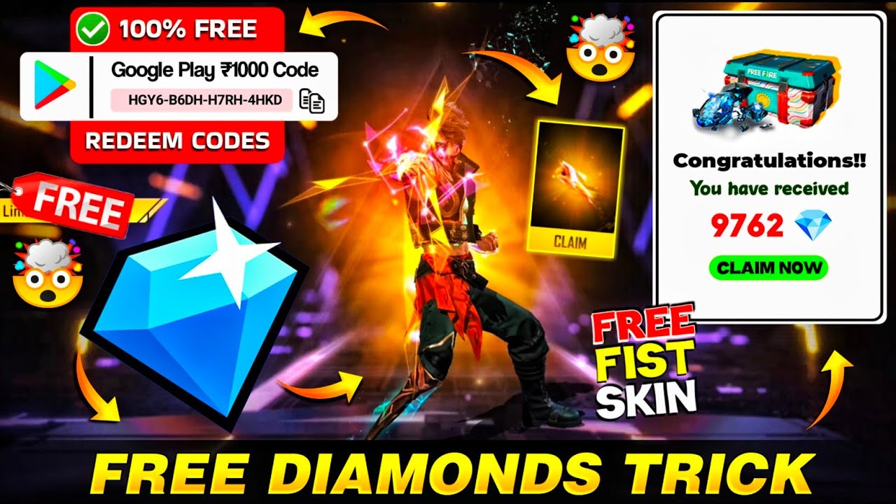 🔥💎 7750 Free Diamonds in Free Fire Trick. How to Get Free diamond in ...