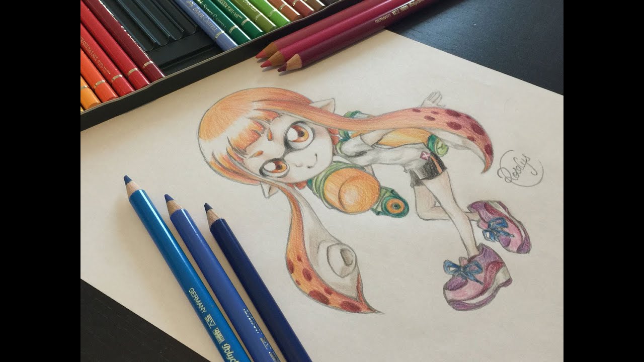 Speedpainting Inkling (Splatoon) with Faber-Castell Polychromos pencils ...