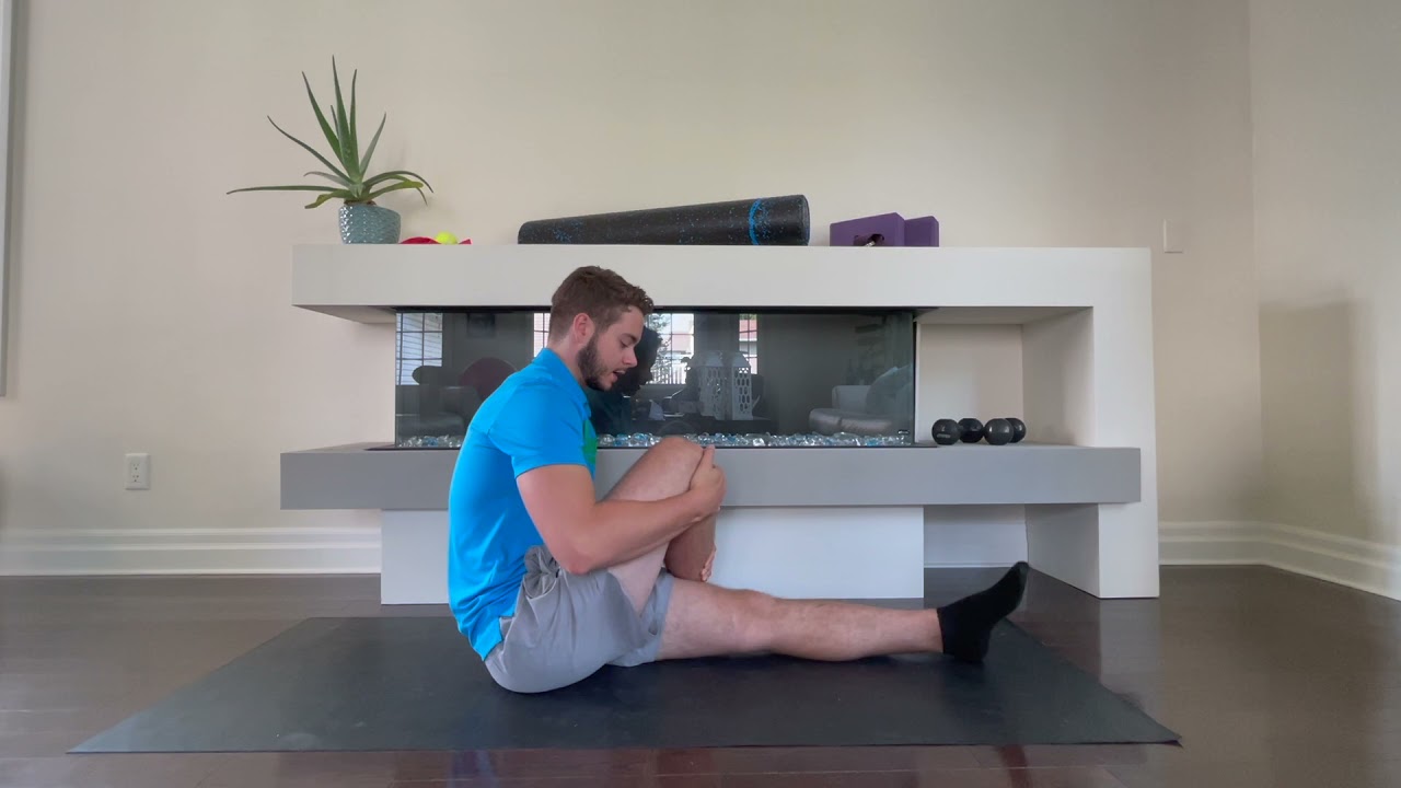Gluteus Medius Stretch - Seated Knee Hug Stretch - YouTube