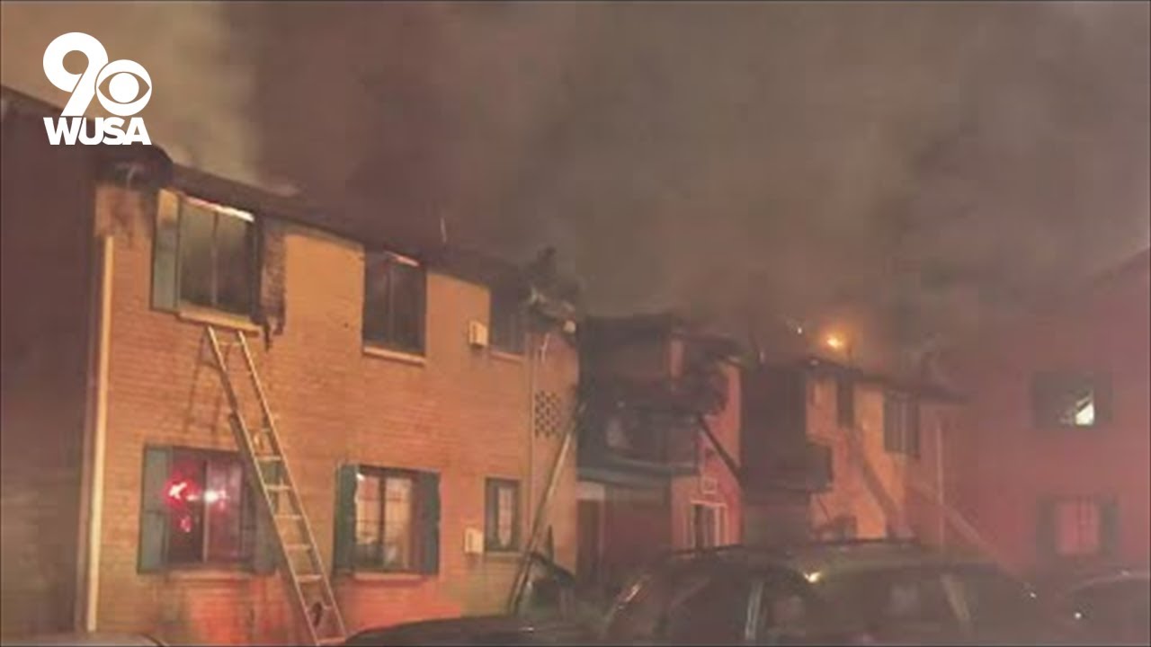 Raw video: Scene of blazing house fire in Landover Hills that displaced ...