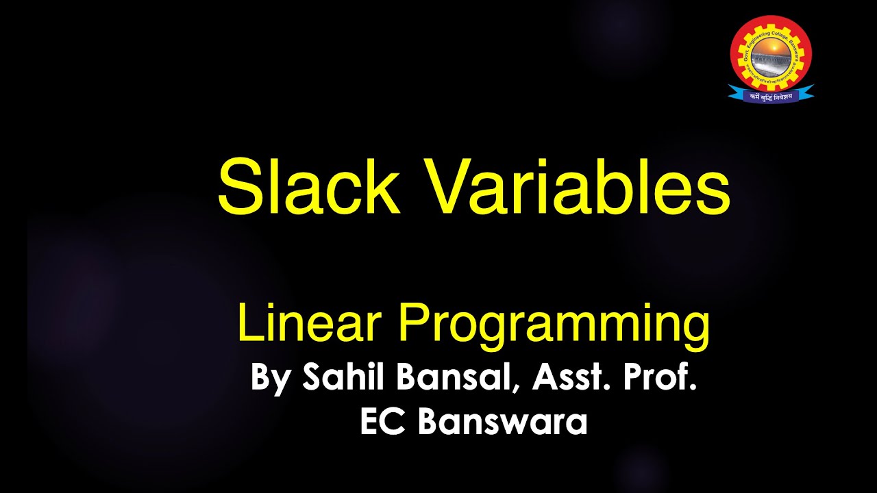 Sensitivity Analysis(Slack Variables) | Linear Programming | Operations Research - YouTube