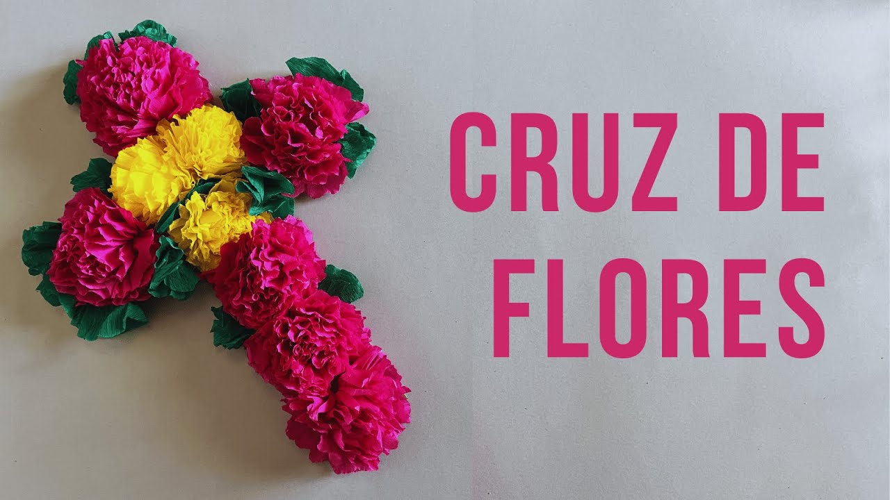 Haz una CRUZ DE FLORES DE CEMPASÚCHIL DE PAPEL| Decoraciones del DIA DE ...