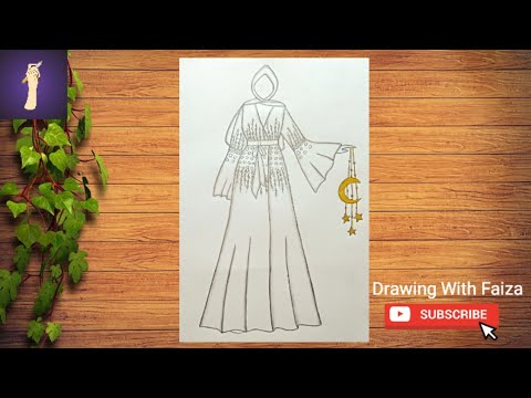 How to draw a Beautiful Abaya for Ramadan step by step | traditional ...