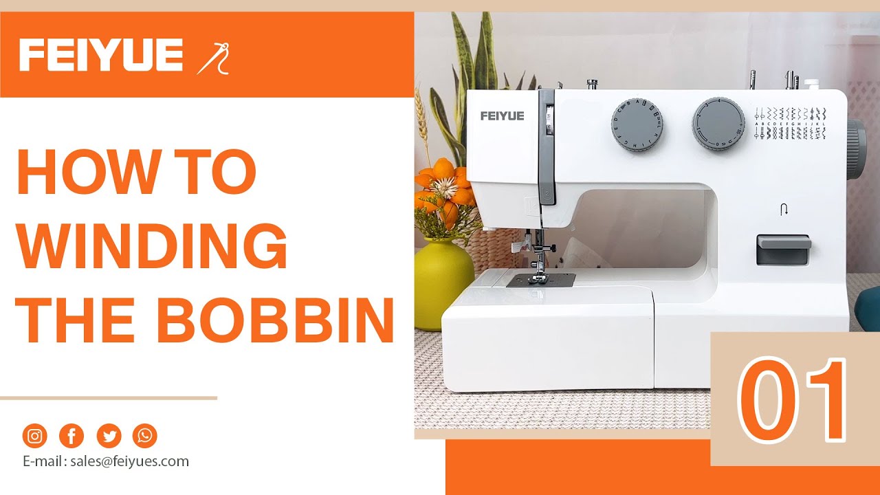 FEIYUE FYe310 sewing machine .How to winding the bobbin. - YouTube