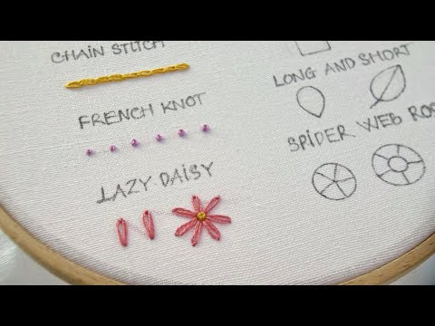 10 Mũi Thêu Cơ Bản Cho Người Mới | 10 Basic Embroidery Stitches For Beginners (Part 1)