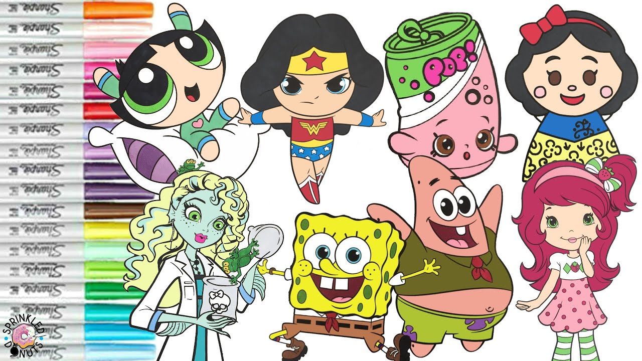 Coloring Book Compilation for Kids Disney Princess SpongeBob Shopkins ...