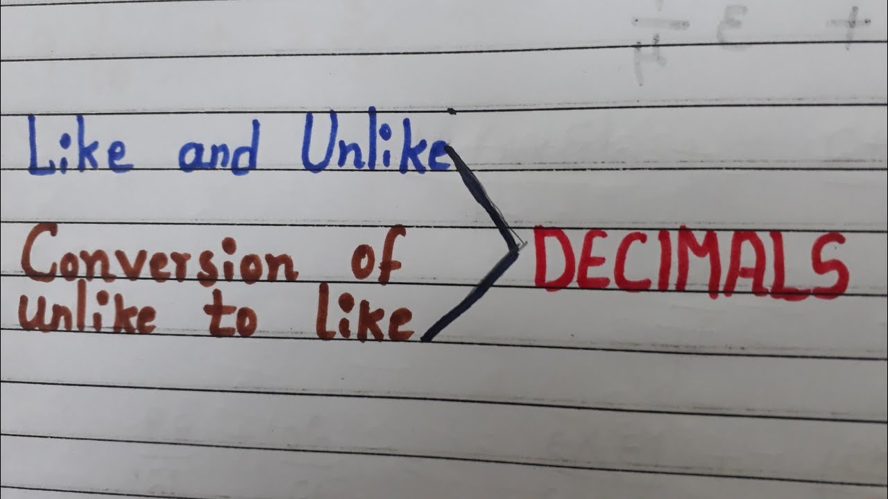 Converting unlike decimals to like decimals - YouTube