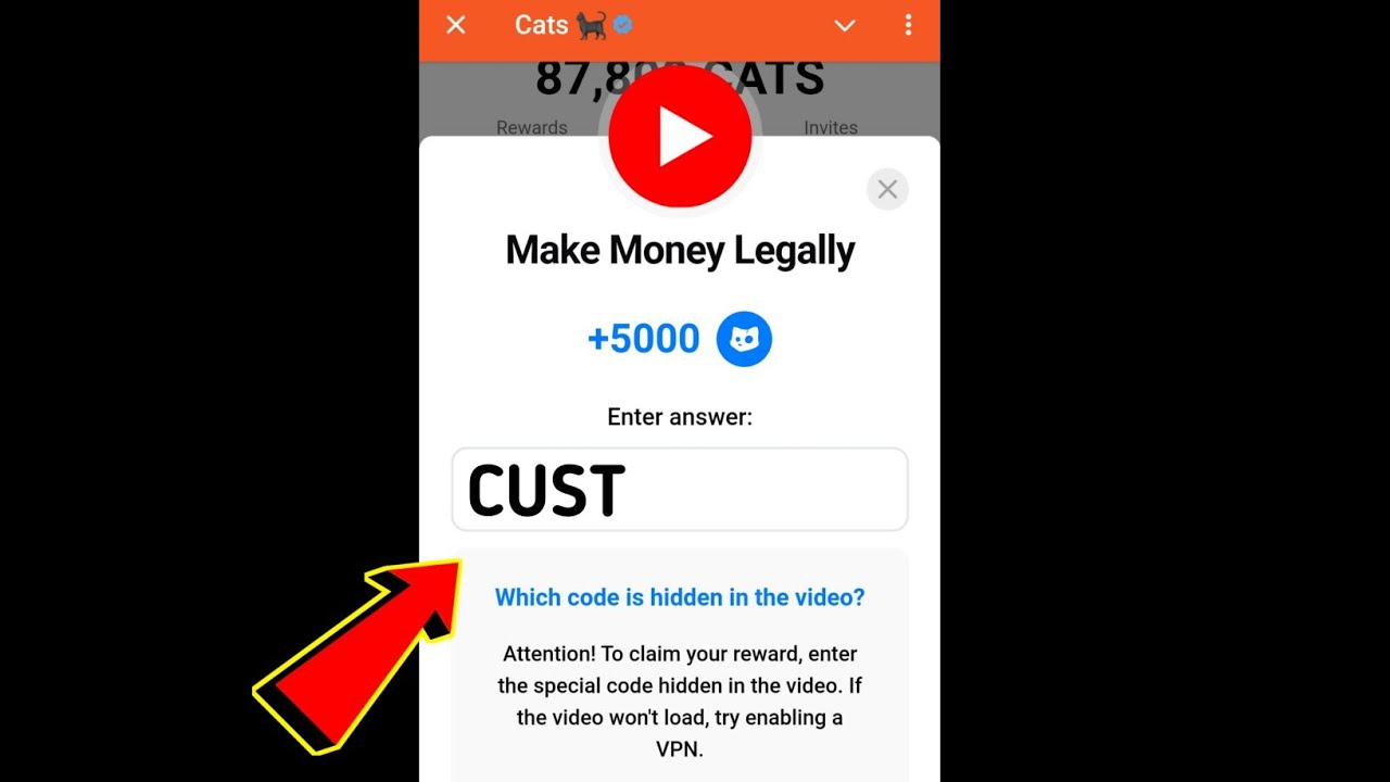 Make Money Legally Cats Code | Make Money Legally cats video code today ...