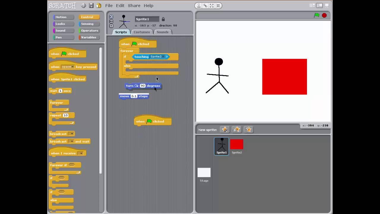 Scratch Tutorial: Forever Loops, If's and Moving - YouTube