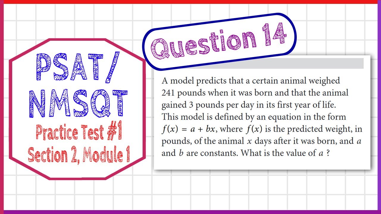 PSAT / NMSQT Question 14 from Practice Test 1 Section 2 Module 1 - YouTube