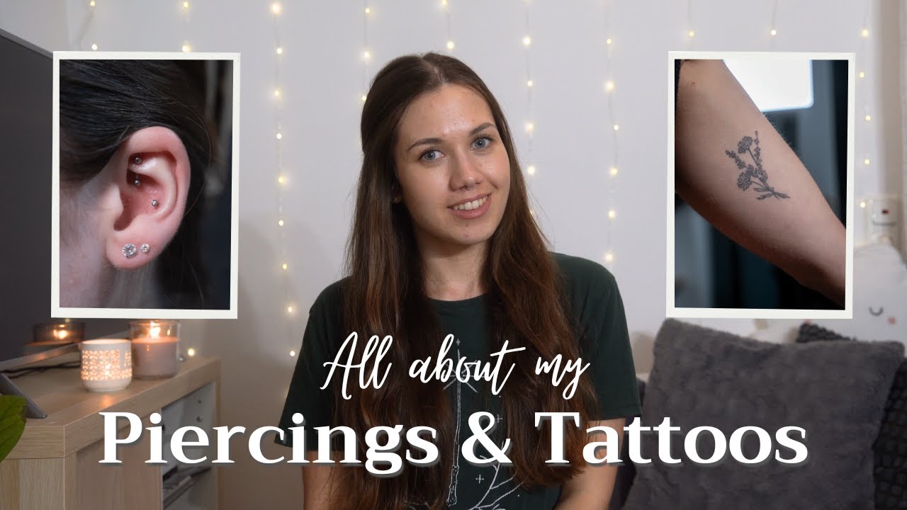 ALL ABOUT MY PIERCINGS & TATTOOS | Helix, Rook, Conch, Septum - YouTube