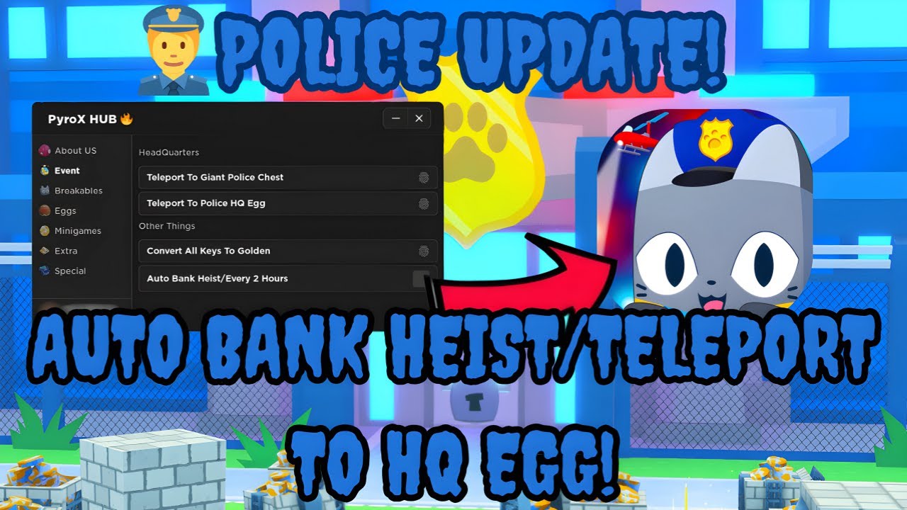 [👮POLICE] Pet Simulator 99||Auto Bank Heist||Teleport To HQ Egg||Auto ...