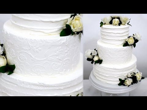 Decorating a Fake Wedding Cake with Royal icing. Simply Lovely White Wedding Cake Like Buttercream
