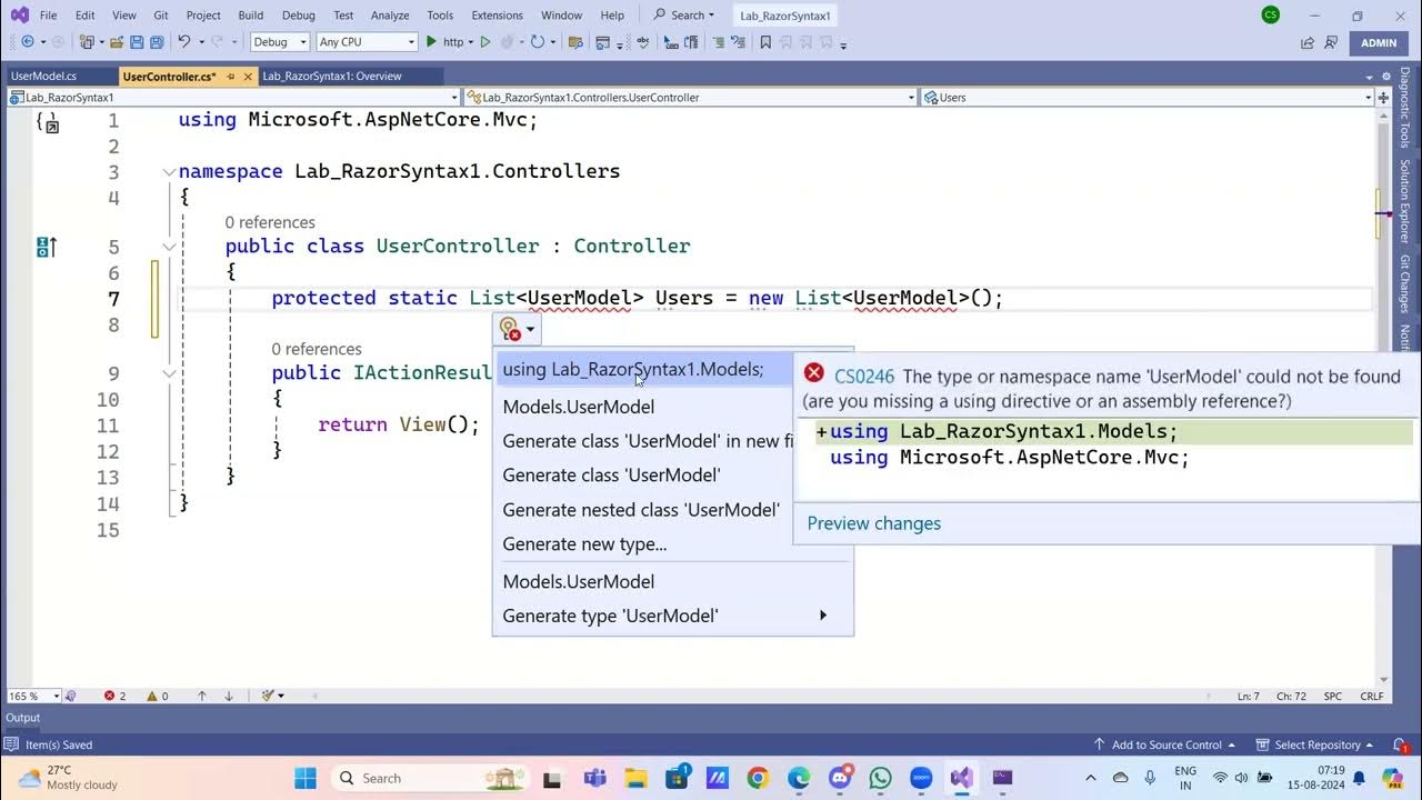 WebPage With Razor View in mvc dot net core 8.0 - YouTube