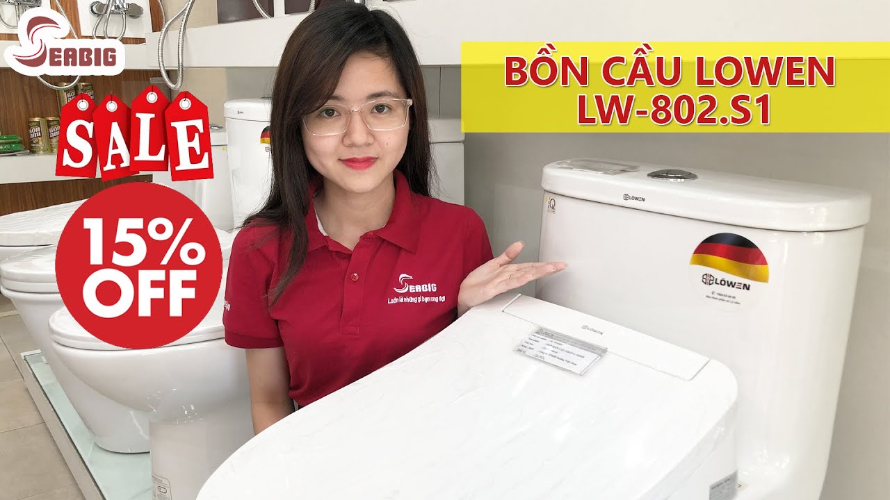 GIẢM GIÁ 15% BỒN CẦU 1 KHỐI LOWEN LW-802.S1 | SEABIG - YouTube