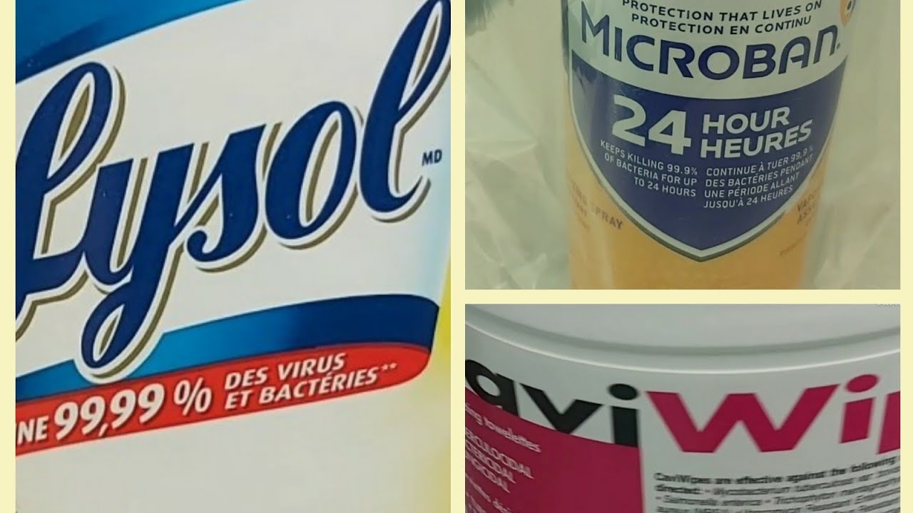 Microban 24 hrs bacteria sanitation, CaviWipes and Lysol disinfecting ...
