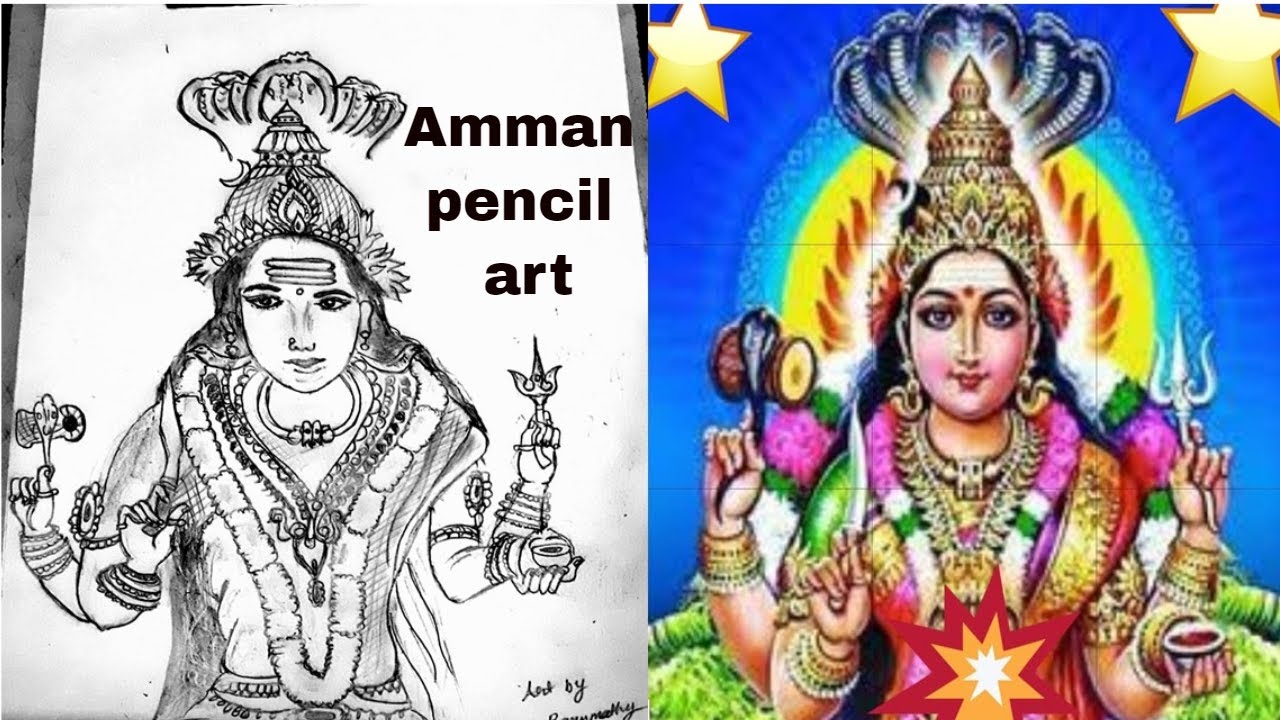 Aadi velli amman pencil art|easy pencil art|Amman art| Mariyamman ...