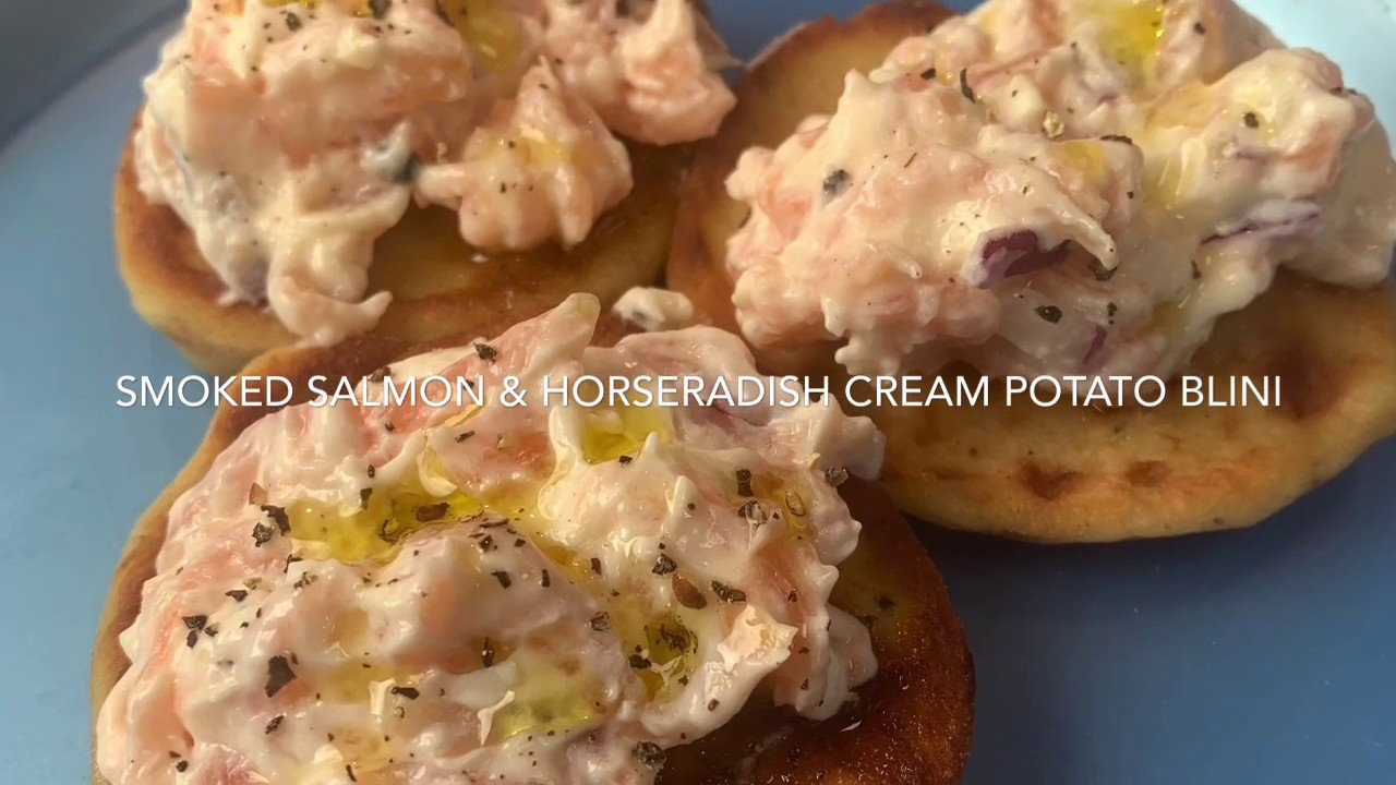 Smoked Salmon & Horseradish Potato Blini - Recipe in Description - YouTube