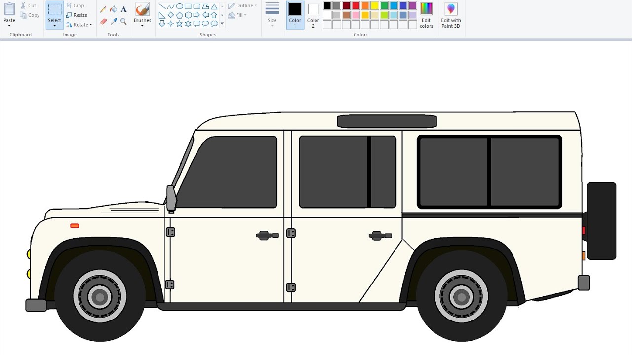 How To Draw Land Rover Defender in MS Paint #mspaintdrawings # ...