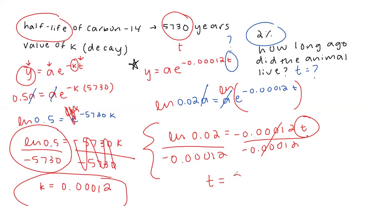 Alg II Applications of Natural Logs - YouTube
