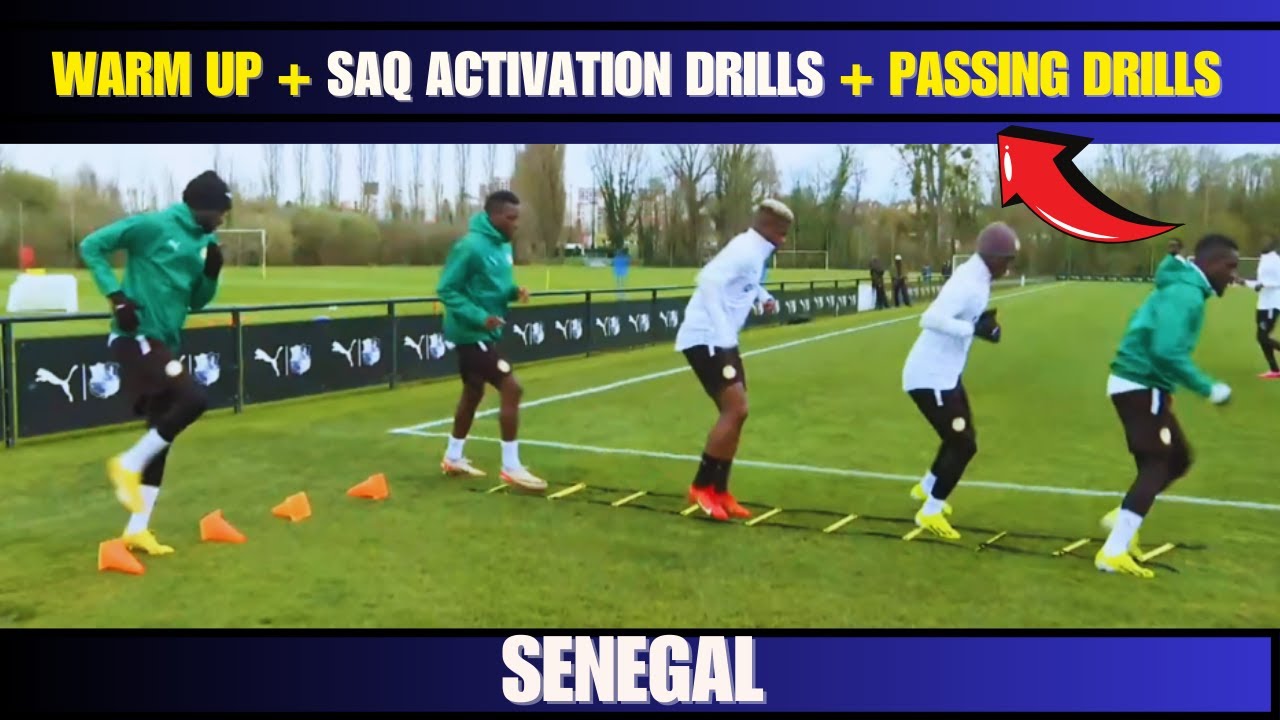 Warm Up + SAQ Activation Drills + Passing Drills / Senegal - YouTube