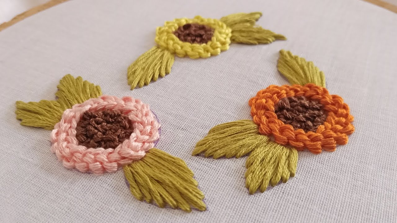 Super attractive flower embroidery design tutorial - YouTube