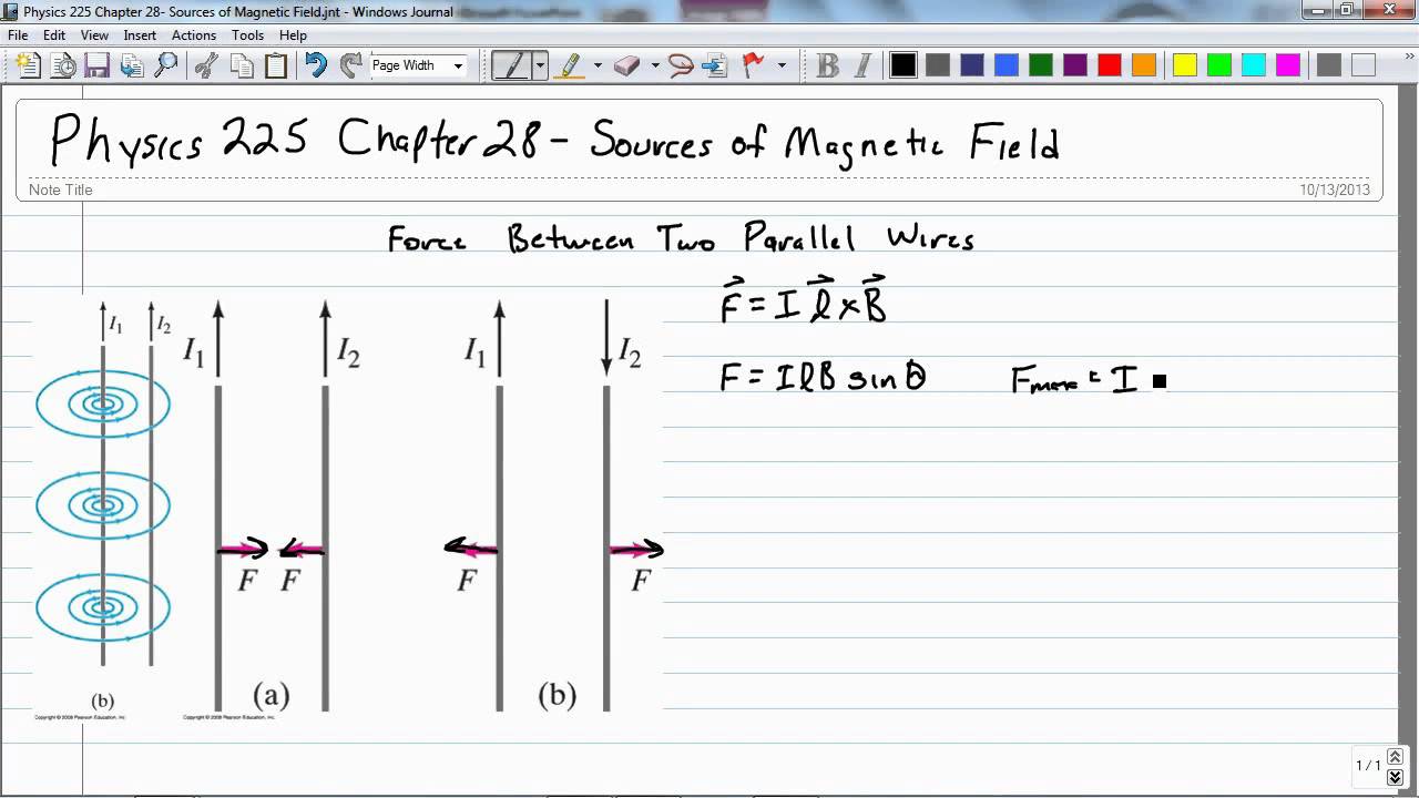 1303 Chapter 28 Sources of Magnetic Field Force Between Two Parallel ...