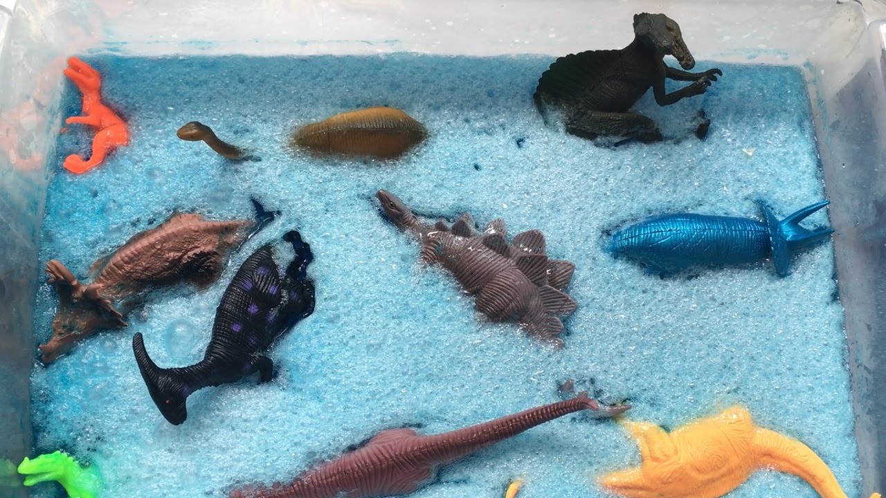 Dinossauros de plástico Atolados na GELATINA com espuma – Tiranossauro ...