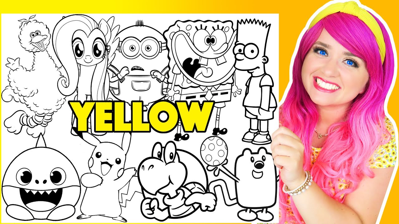Coloring All YELLOW Characters | Baby Shark, SpongeBob, Fluttershy ...