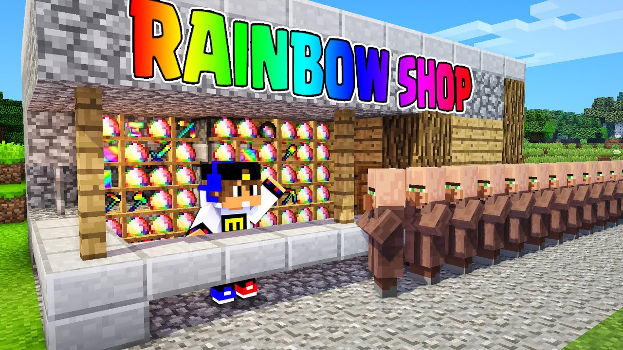 VILLAGERS OPENING a RAINBOW SHOP FOR VILLAGE in Minecraft ! NEW Secret ...