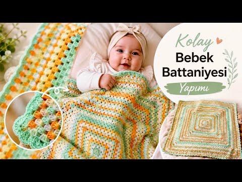 Kolay Bebek Battaniyesi Yapımı 🌿 Easy Crochet Baby Blanket 🌿 Tutorial