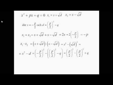 Samband mellan rötter och koefficienter i en andragradsekvation I - YouTube
