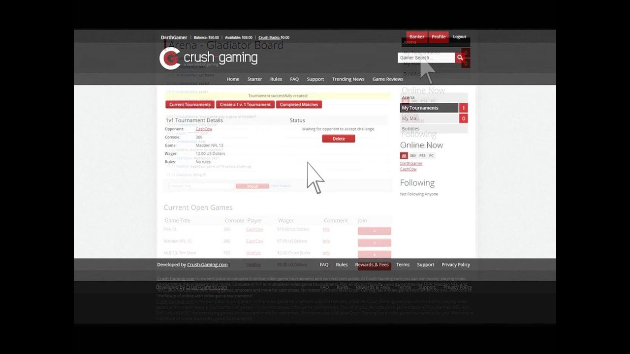 Crush-Gaming.com | Online Video Game Tournament Website Tutorial - YouTube