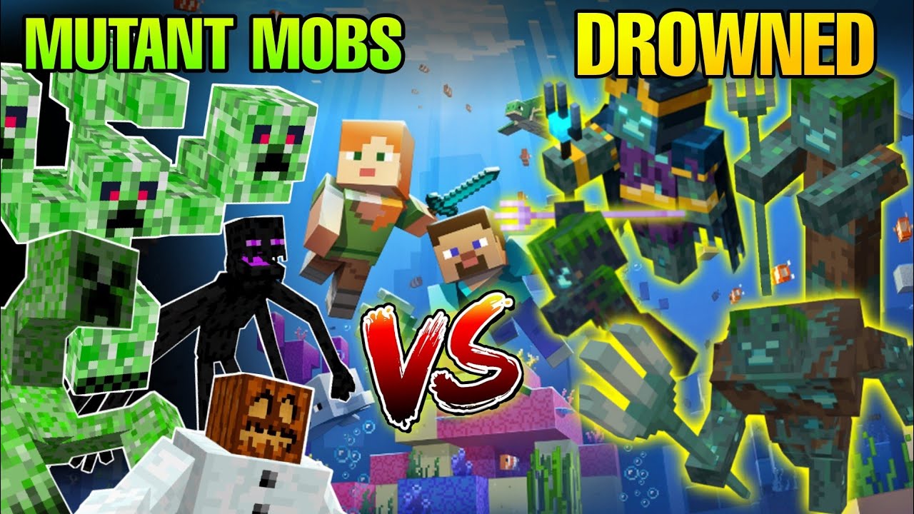 SEA BIG DROWNED VS WARDEN AND MUTANT MOBS | MINECRAFT - YouTube