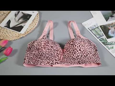 Sexy Leopard Push Up Bras Women Fashion Front Closure Underwear Wire Free Girl Lingerie Tops Female