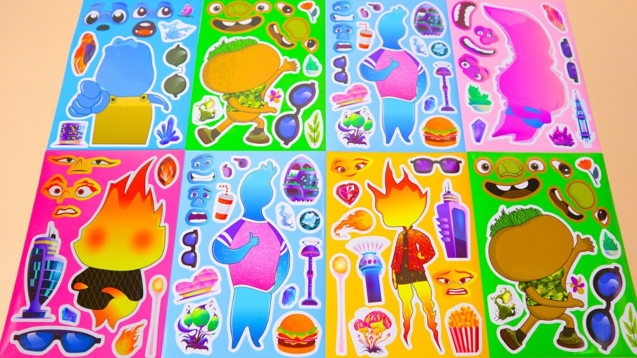 [ToyASMR] Satisfying with Sticker Book Dress Up Elemental Ember,Cinder ...