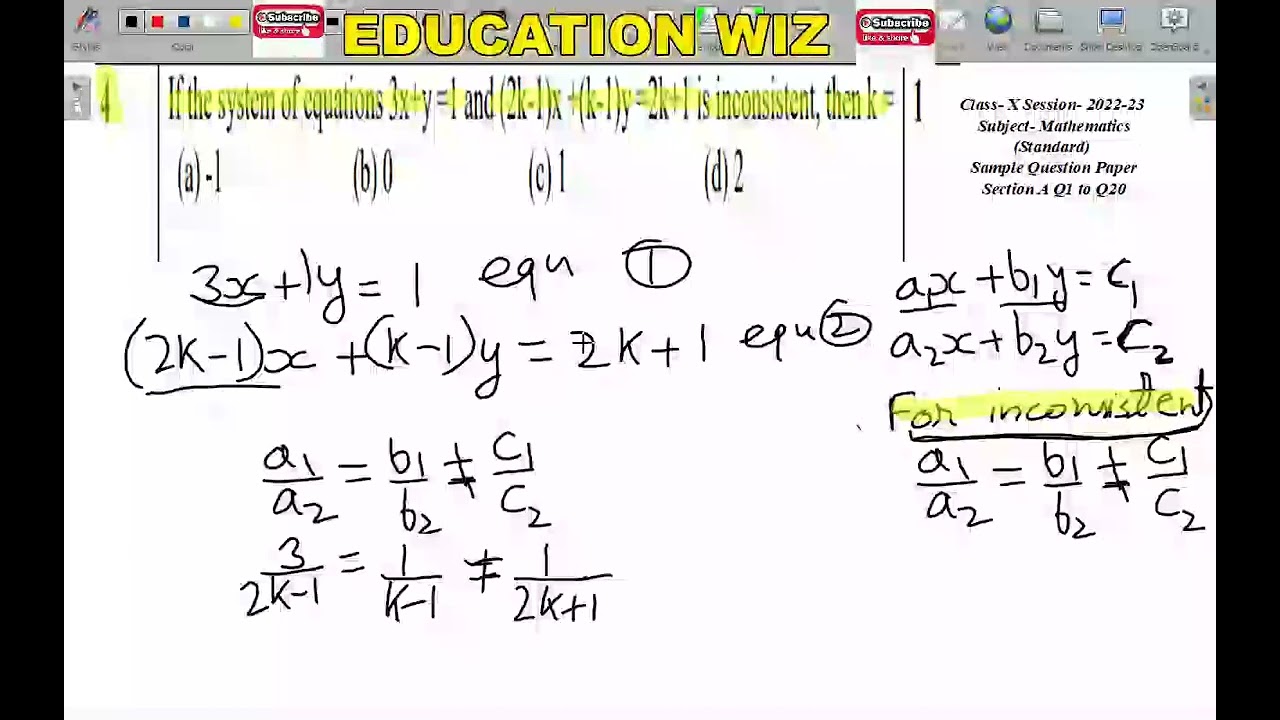 If The System Of Equations 3x Y 1 And 2k 1 X K 1 Y 2k 1 Is
