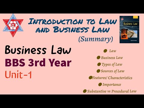 BBS 3rd Year || Business Law || Unit-1 || Meaning , sources of Law ...