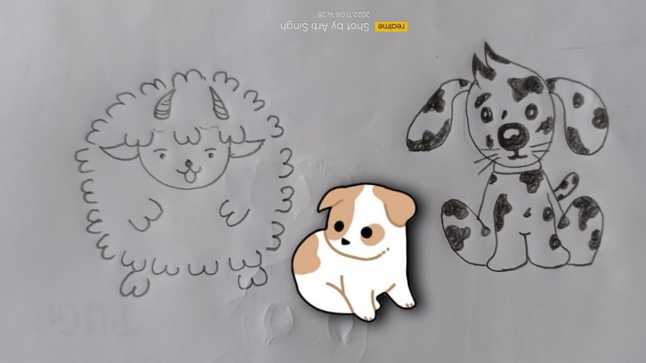 How draw a bog /how to draw sheep / dog ki drawing//sheep ki drawing # ...