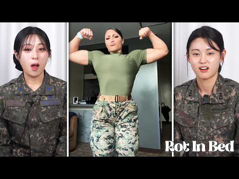 So amazing..✨ | Korean Female Soldiers SHOCKED by US Female Soldiers' Insane Physiques! | Rot in bed