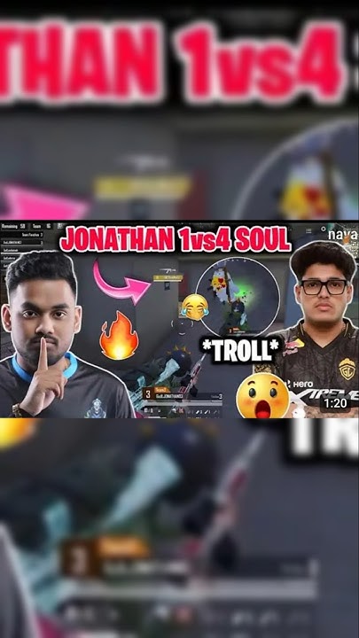 JONATHAN 1VS 4 IQOOSOUL 💛🤯😎 #jonathangaming #godlike #soul #1vs4 #1vs4clutch #short - YouTube