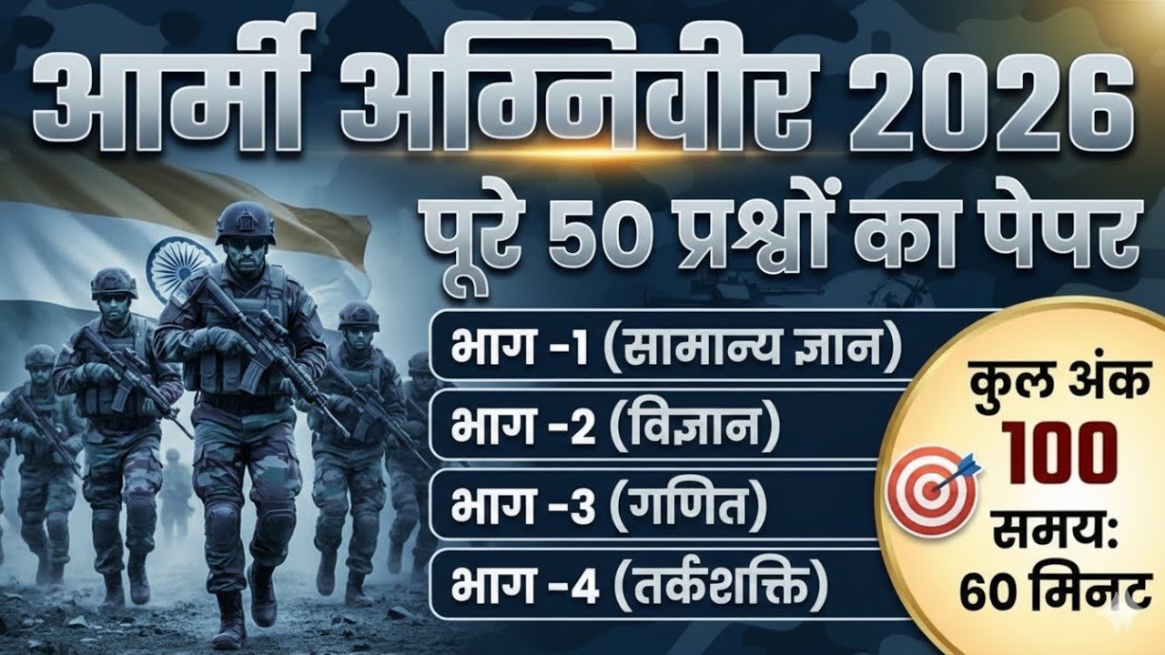 Army Agniveer 2026 GK GS Preparation |Army Agniveer GK GS Paper 2026 ...