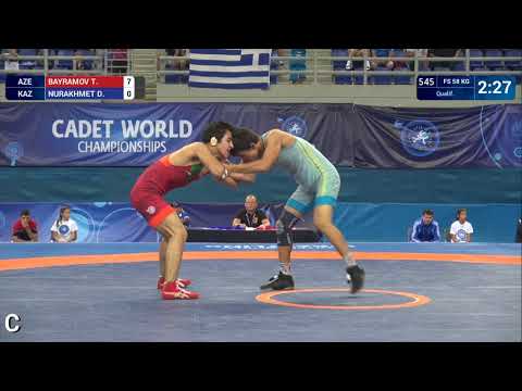 Qual. FS - 58 kg: T. BAYRAMOV (AZE) df. D. NURAKHMET (KAZ) by VPO, 7-0