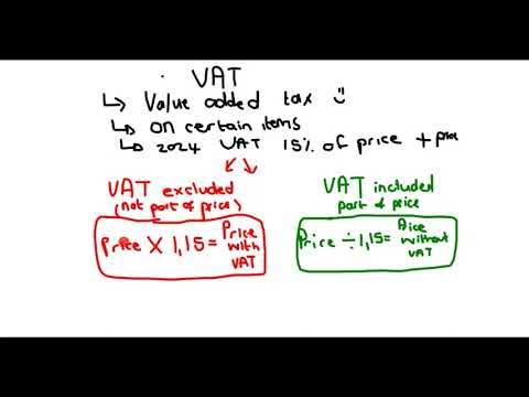 Calculate VAT - inclusive and exclusive of price - YouTube