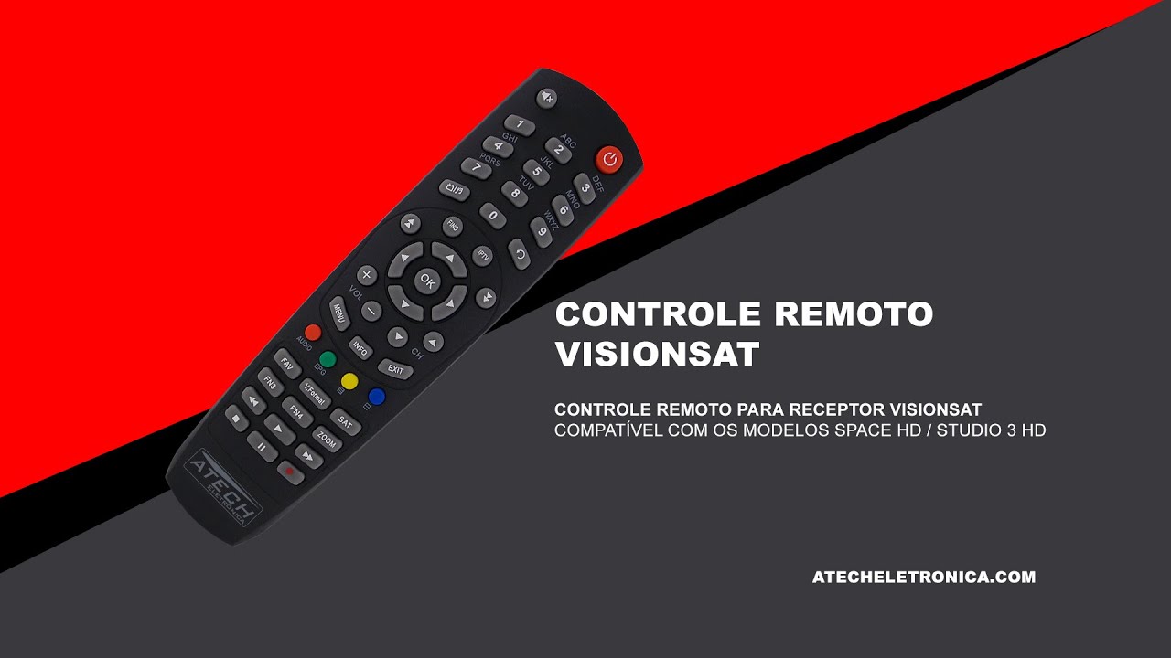Controle Remoto Receptor Visionsat Space HD / Studio 3 HD - YouTube