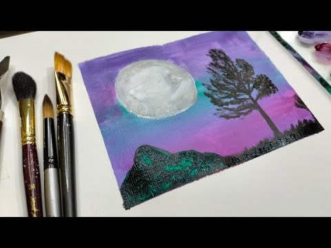beautiful moon painting | easy acrylic painting | tutorial for ...